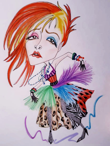 Cyndi True Colors Rock and Roll Caricature – Leslie Mehl Art