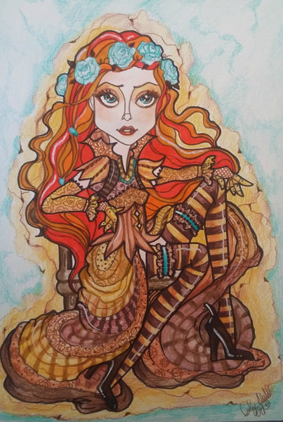 Steampunk Pin up Fantasy Art Print – Leslie Mehl Art